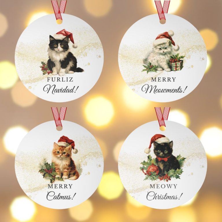 Santa's Golden Meow-ments: Kitten Christmas Ornaments Collection of 4 ...